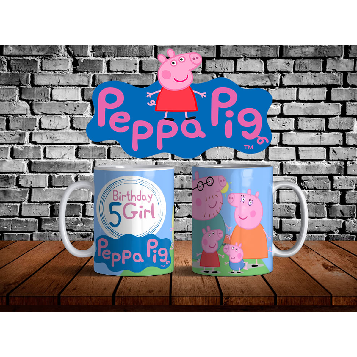 9 Diseños Plantillas Tazas Peppa Pig Cumpleaños Editable