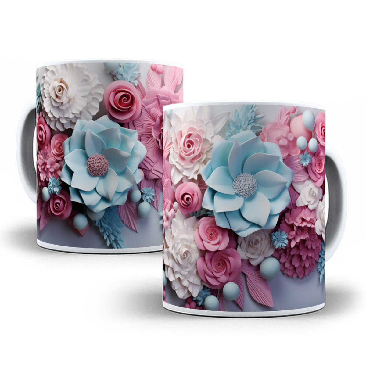 28 Diseños Plantillas Tazas Flores 3d Flowers Sublimation