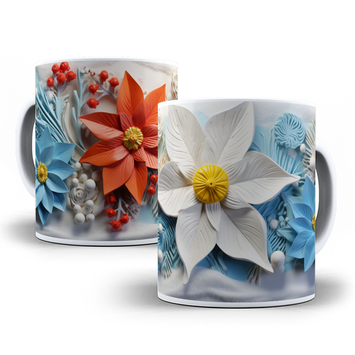 28 Diseños Plantillas Tazas Flores 3d Flowers Sublimation