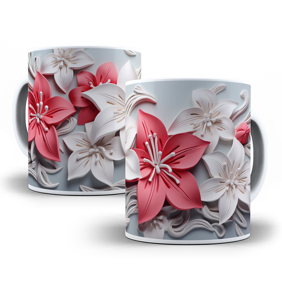 28 Diseños Plantillas Tazas Flores 3d Flowers Sublimation