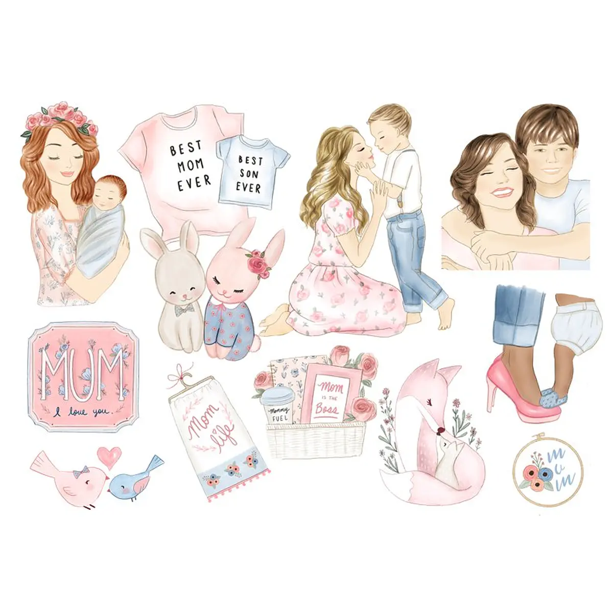 Imágenes Dia de Lá Madre Acuarela Png 300 dpi Clipart Fondo