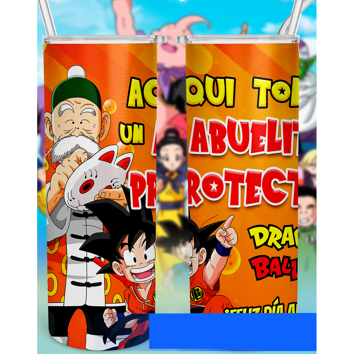 10 Diseños Plantillas Tumbler Dia del Dragon Boll Z Editable