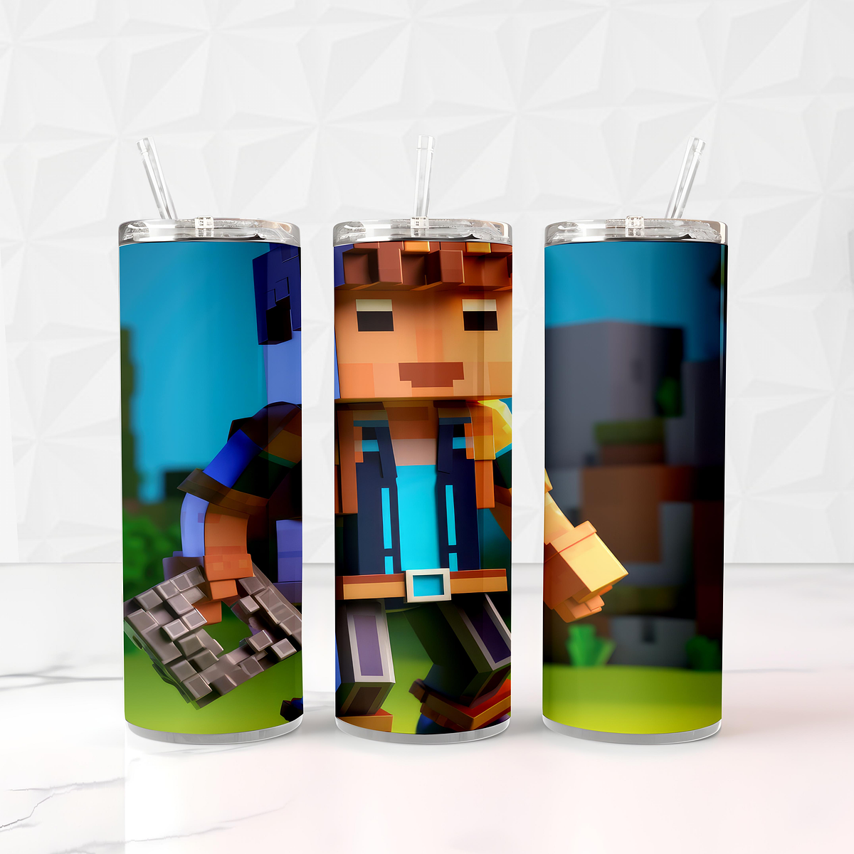 13 Diseños Plantillas Tumbler Minecraft 20oz Alta Resolución