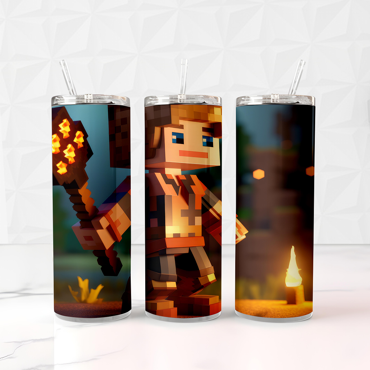 13 Diseños Plantillas Tumbler Minecraft 20oz Alta Resolución