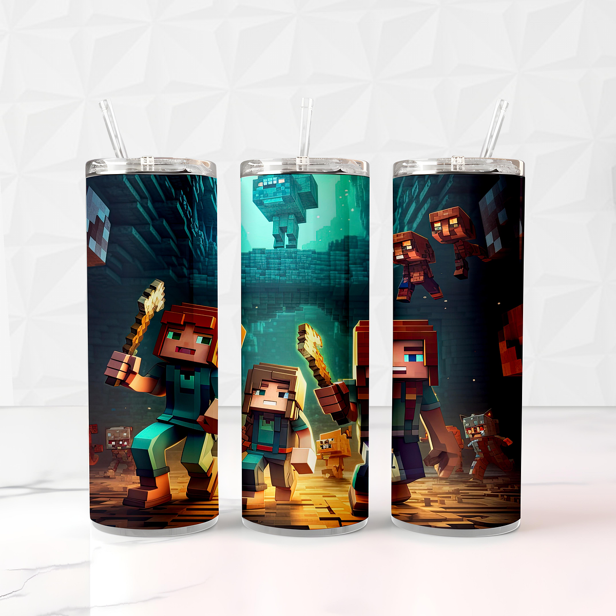 13 Diseños Plantillas Tumbler Minecraft 20oz Alta Resolución