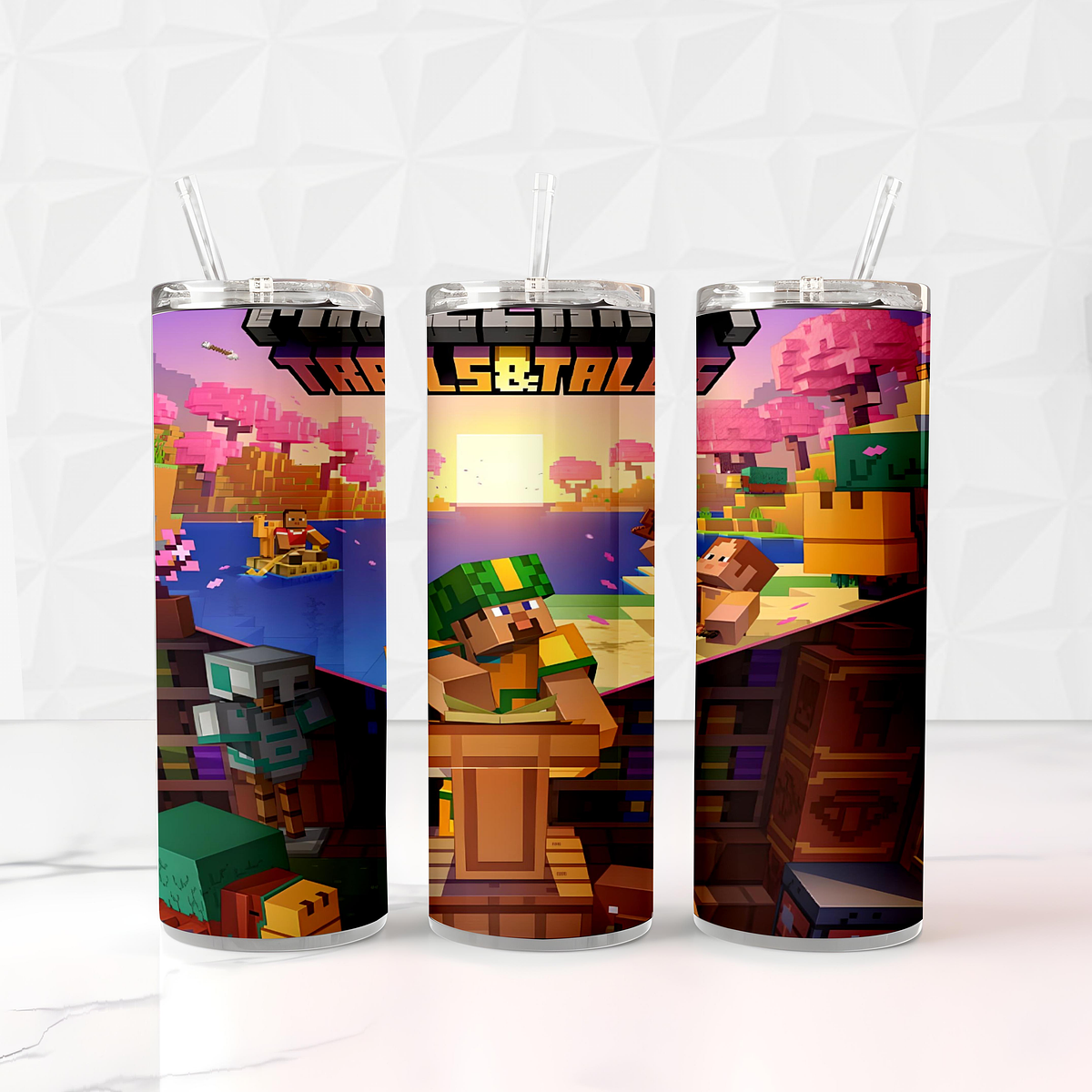 13 Diseños Plantillas Tumbler Minecraft 20oz Alta Resolución