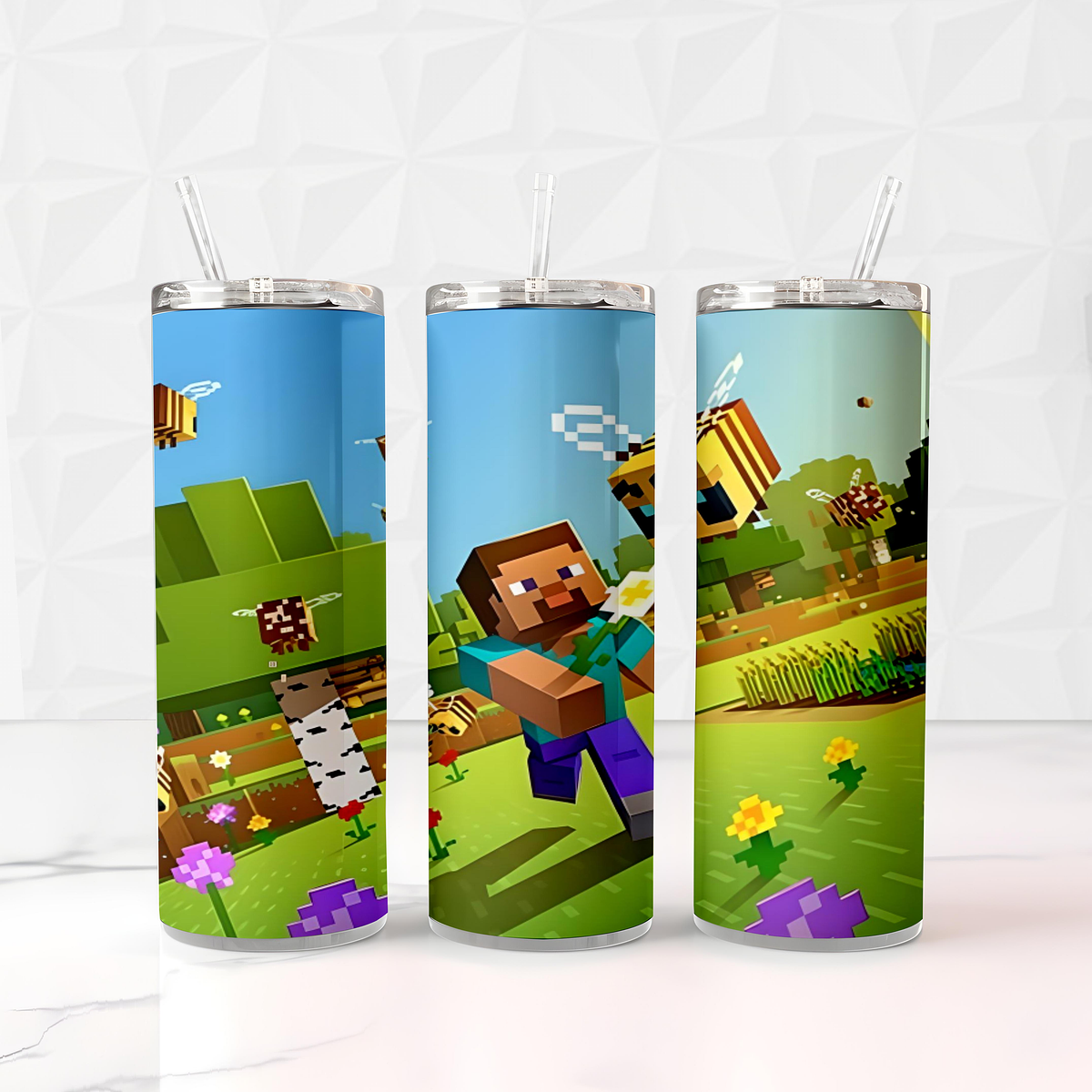 13 Diseños Plantillas Tumbler Minecraft 20oz Alta Resolución