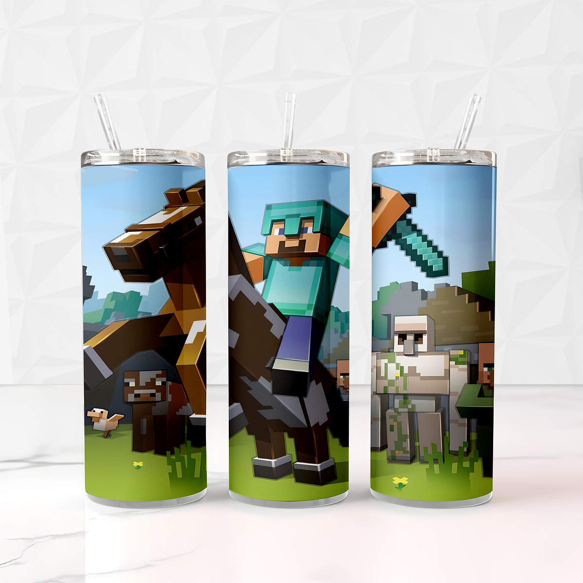 13 Diseños Plantillas Tumbler Minecraft 20oz Alta Resolución