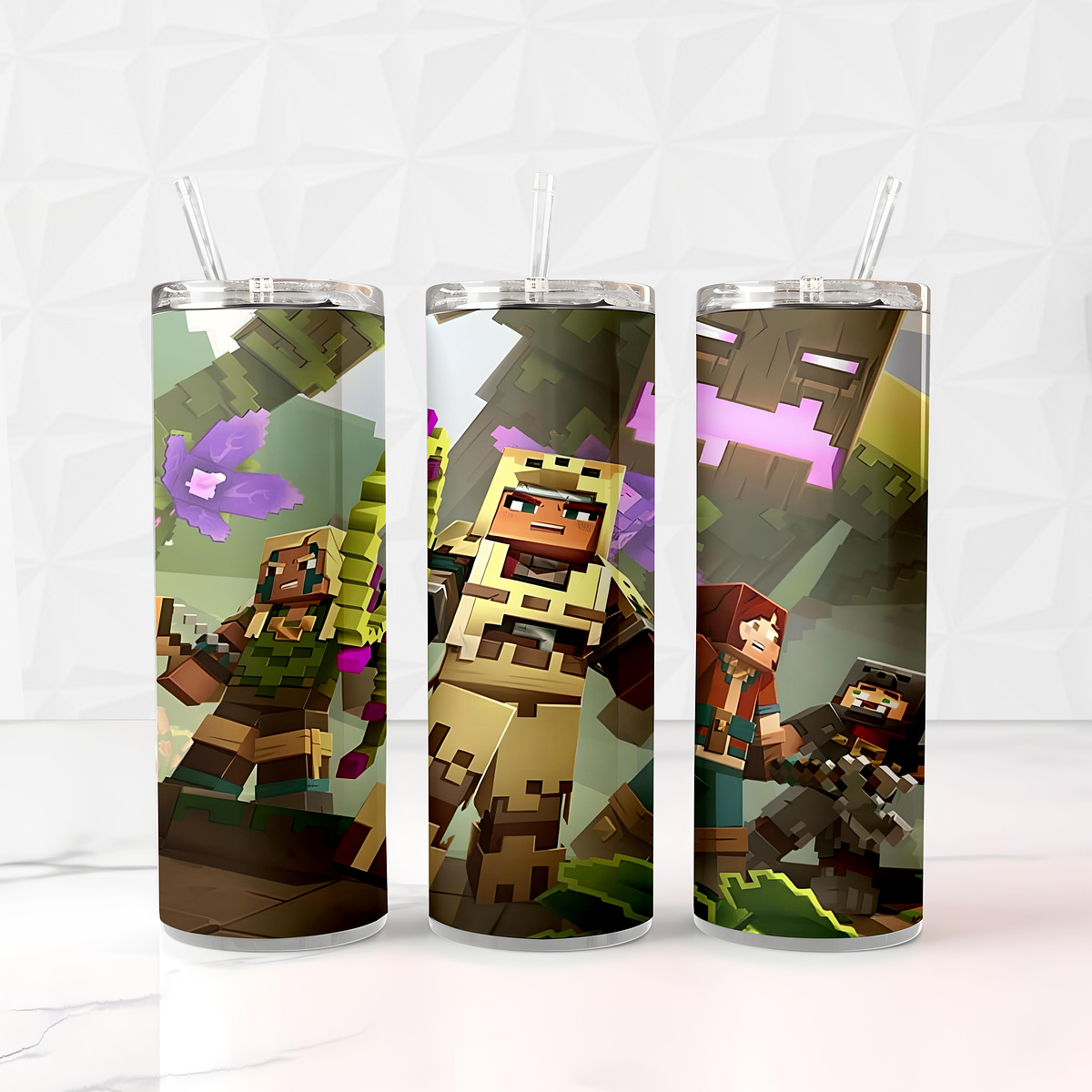 13 Diseños Plantillas Tumbler Minecraft 20oz Alta Resolución