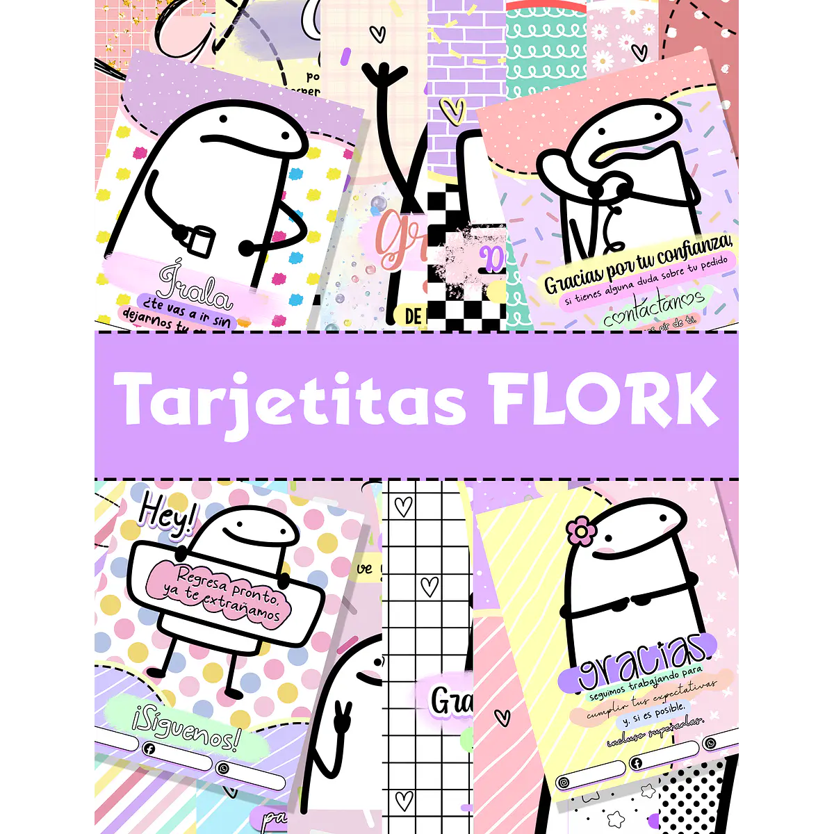20 Diseños Tarjetas Tarjetitas Flork Deformitos Agradecimien