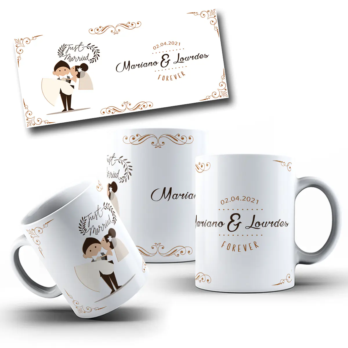 30 Diseños Plantillas Tazas Bodas Pareja Novio Editables Pho