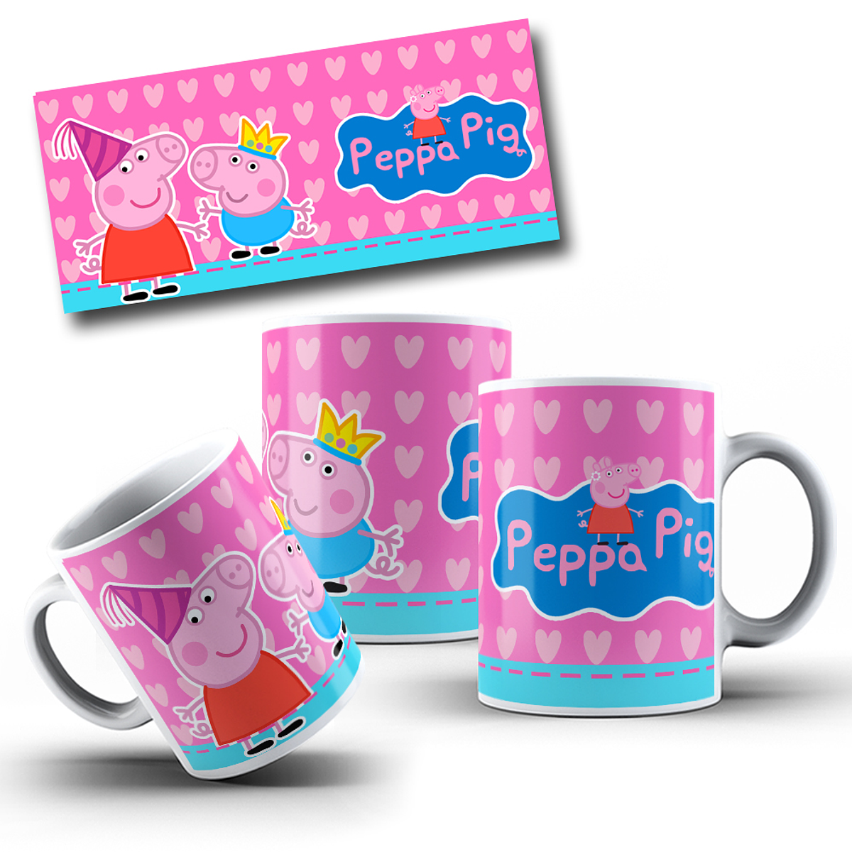 6 Diseños Plantillas Tazas Pepa Pig Png y Editables Photosho