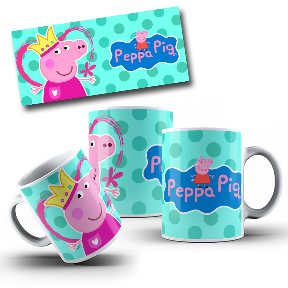 6 Diseños Plantillas Tazas Pepa Pig Png y Editables Photosho