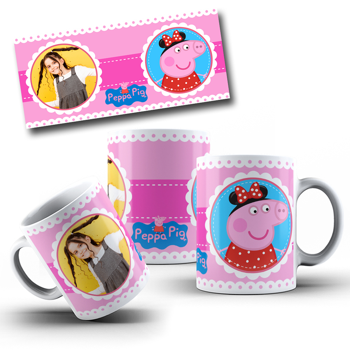 6 Diseños Plantillas Tazas Pepa Pig Png y Editables Photosho