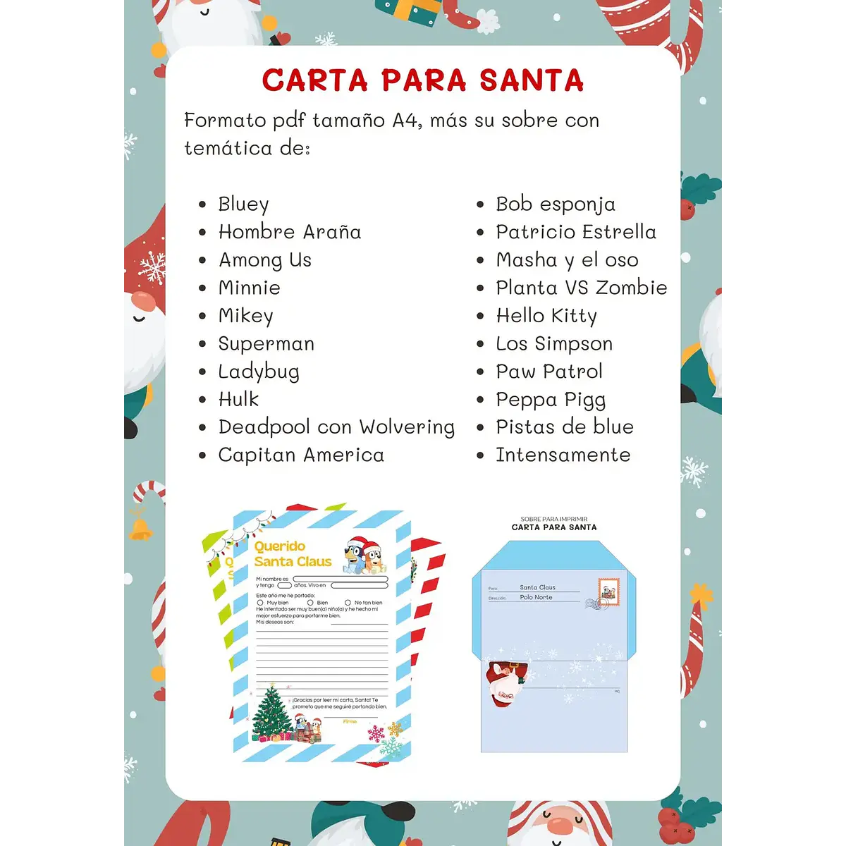 Diseños Plantillas Cartas para Santa Claus Sobre Navidad Arc