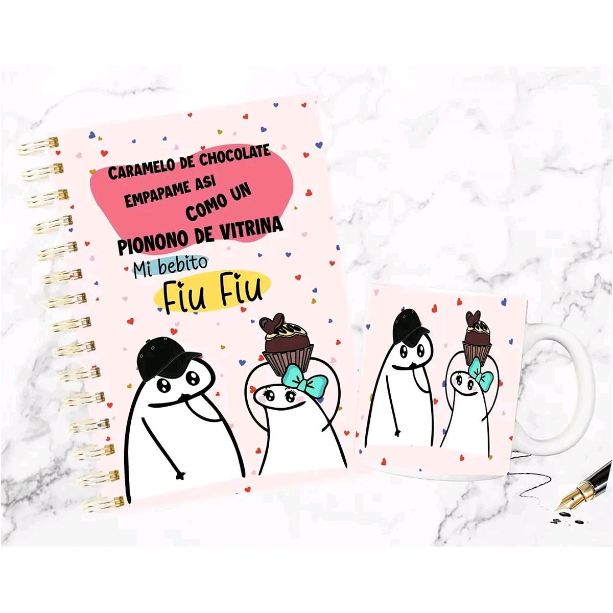 6 Diseños Plantilla Tazas y Libreta Flork Bebito Fiu Fiu San