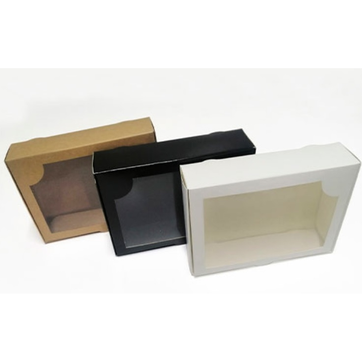 Caja Kraft con visor 20x15x3