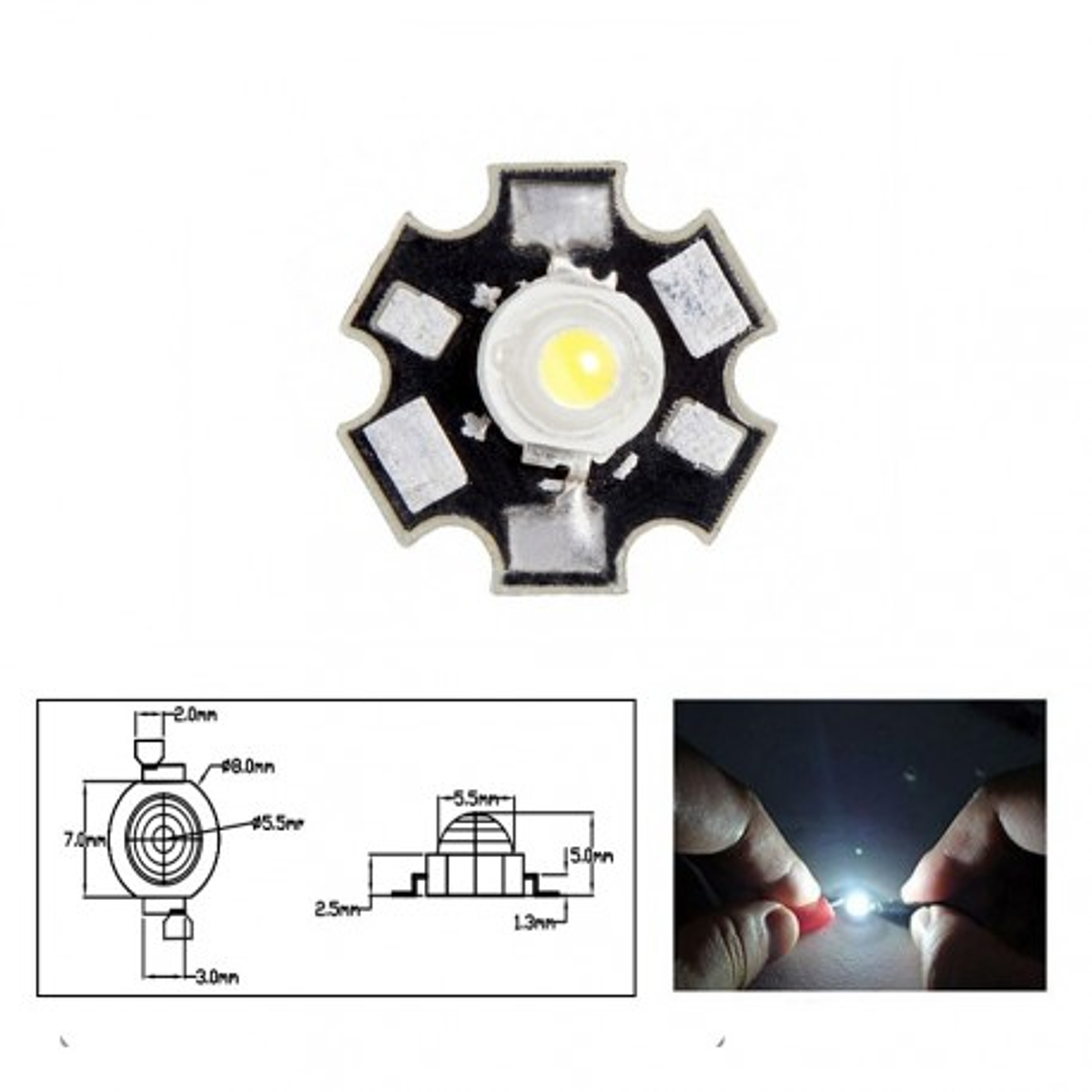 LED DE POTENCIA 3W BLANCO CON DISIPADOR - ZAMUX BOGOTA