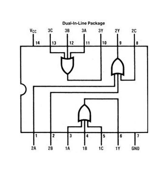 CD4075 CMOS Tres Compuertas OR con 3 Entradas - ZAMUX BOGOTA