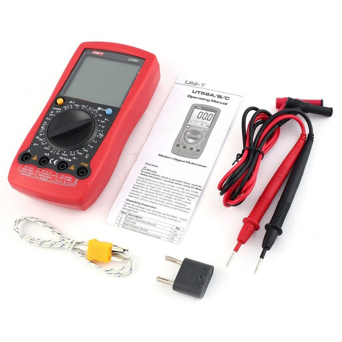 MULTIMETRO DIGITAL PROFESIONAL MARCA UNIT MODELO UT58C + TEM