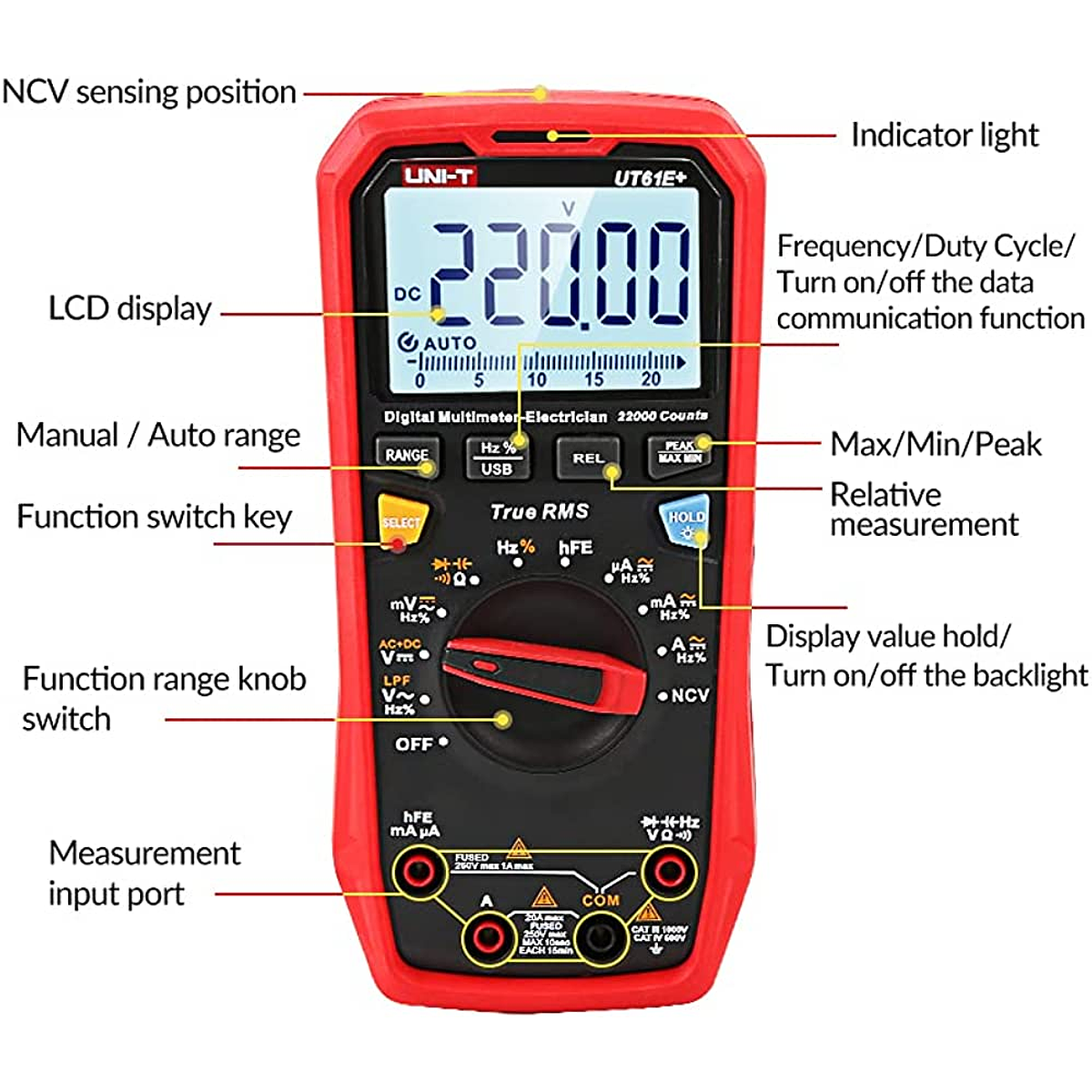 Multimetro Uni-T UT61E+ Conexion USB