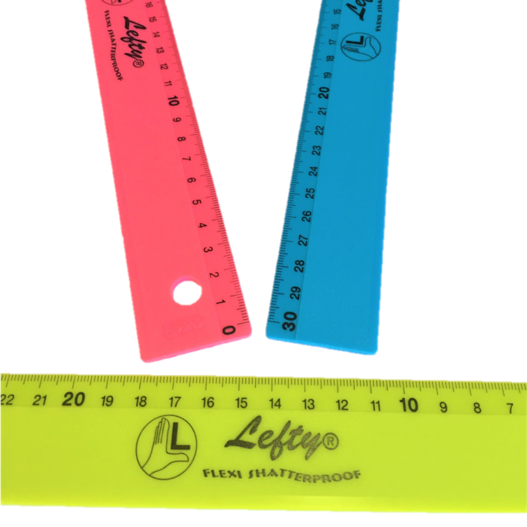 Regla Zurdos KUM L1-Flexi. 15 cm Neon