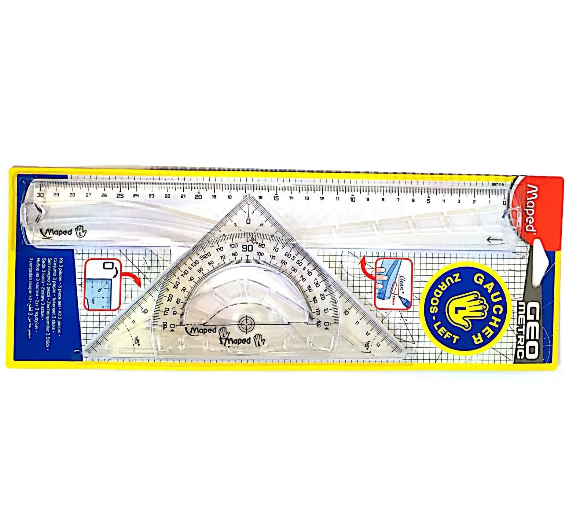 Set de 3 Reglas Geométricas para Zurdos